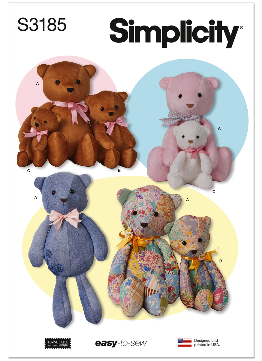 S3185 | Floppy Bears in Three Sizes by Simplicity and | Threadloop