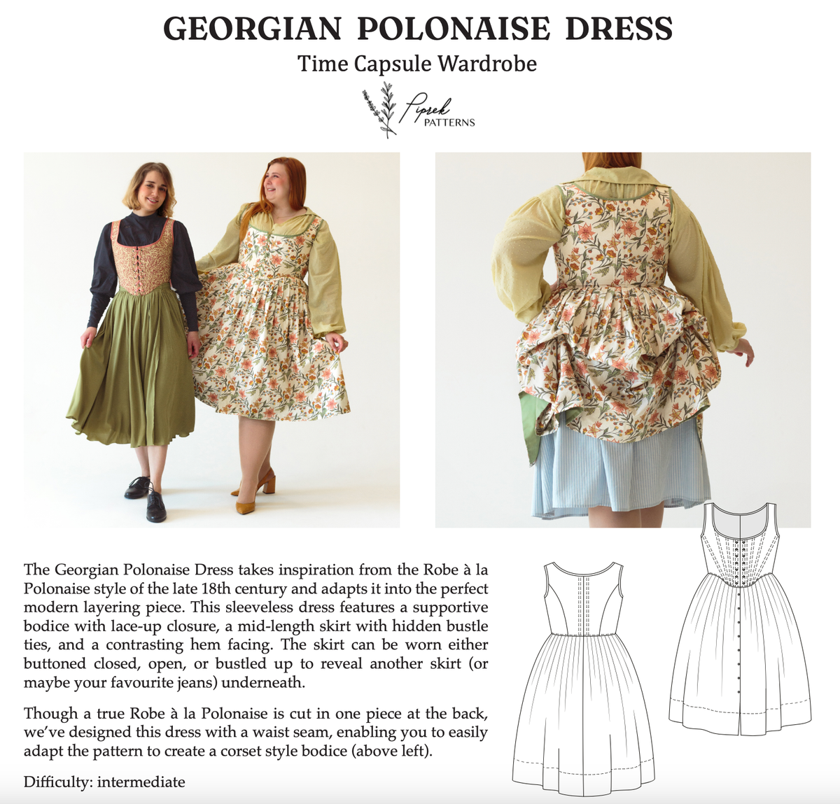 Georgian Polonaise Dress by Lina Piprek | Threadloop