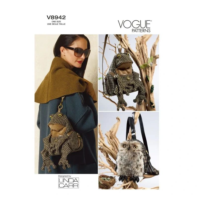 V8942 | Owl and Frog Bags by Vogue and Linda Carr | Threadloop