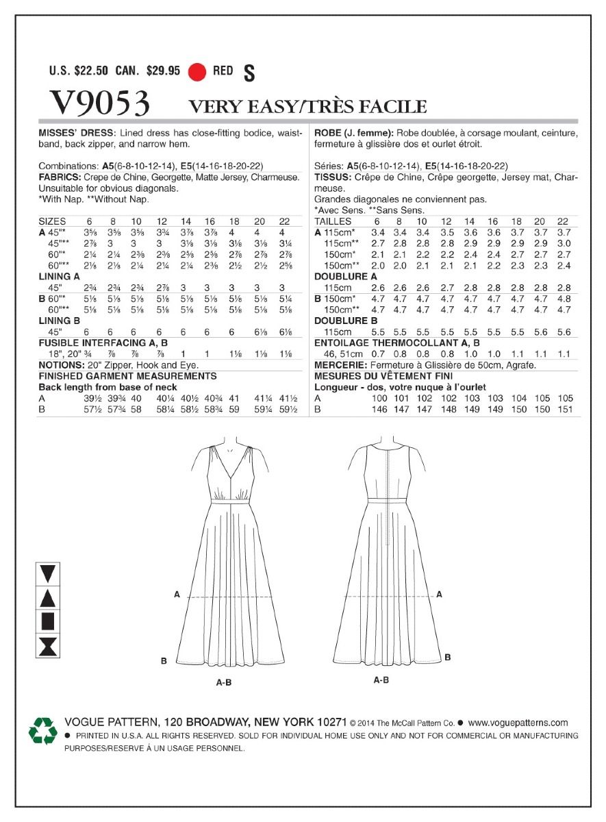 V9053 | Misses' Deep-V Dresses by Vogue | Threadloop