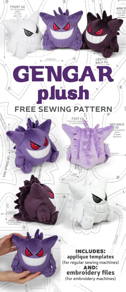 Gengar Plush by Choly Knight - Sew Desu Ne? | Threadloop