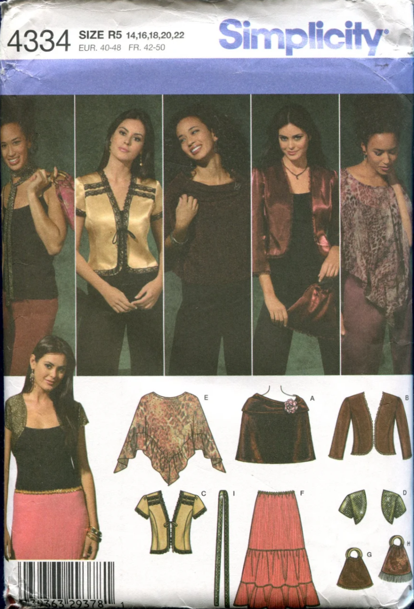 S4334 | Misses Skirt, Jacket, Shrug, Poncho, Scarf, Bag | Threadloop
