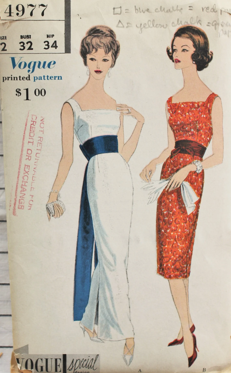 4977 | One-Piece Dress, Obi Sash and Cummerbund by Vogue | Threadloop