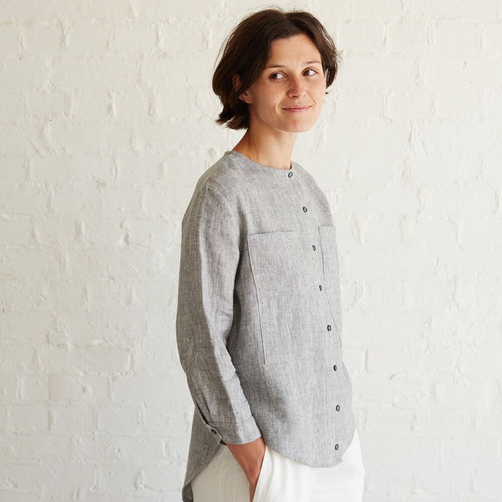Anca — High Low Hem Linen Shirt by Fabrics-Store.com | Threadloop