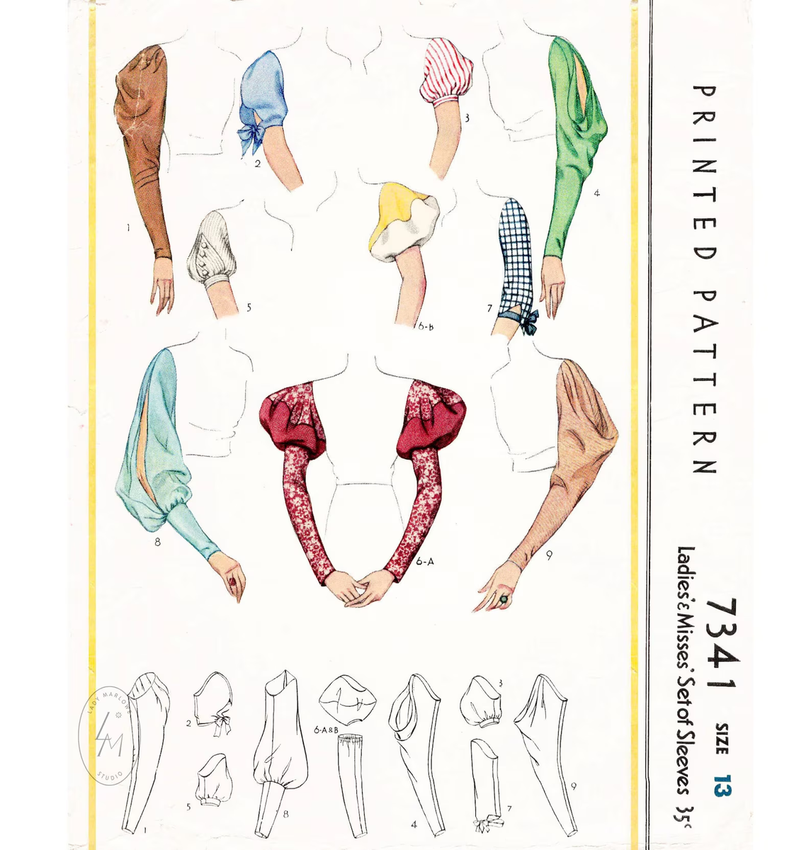 M-7341 1930s sleeves by Lady Marlowe Studio | Threadloop