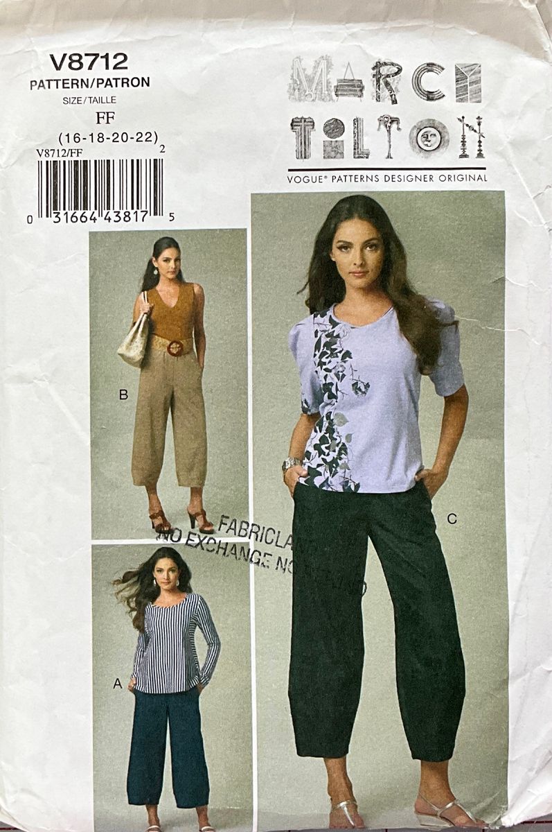 V8712 | Misses' Pants by Vogue and Marcy Tilton | Threadloop