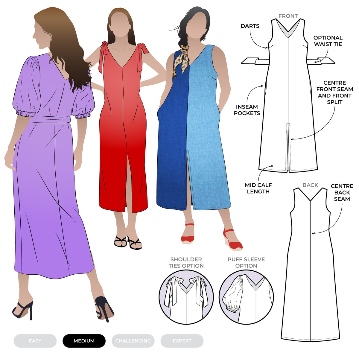 Esther Woven Dress by Style Arc | Threadloop