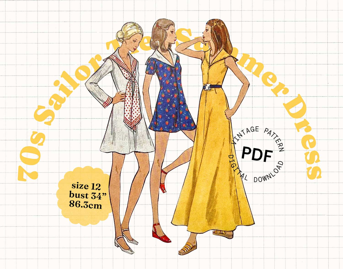 Vintage 70s Sailor Dress by Sewly Slowly | Threadloop