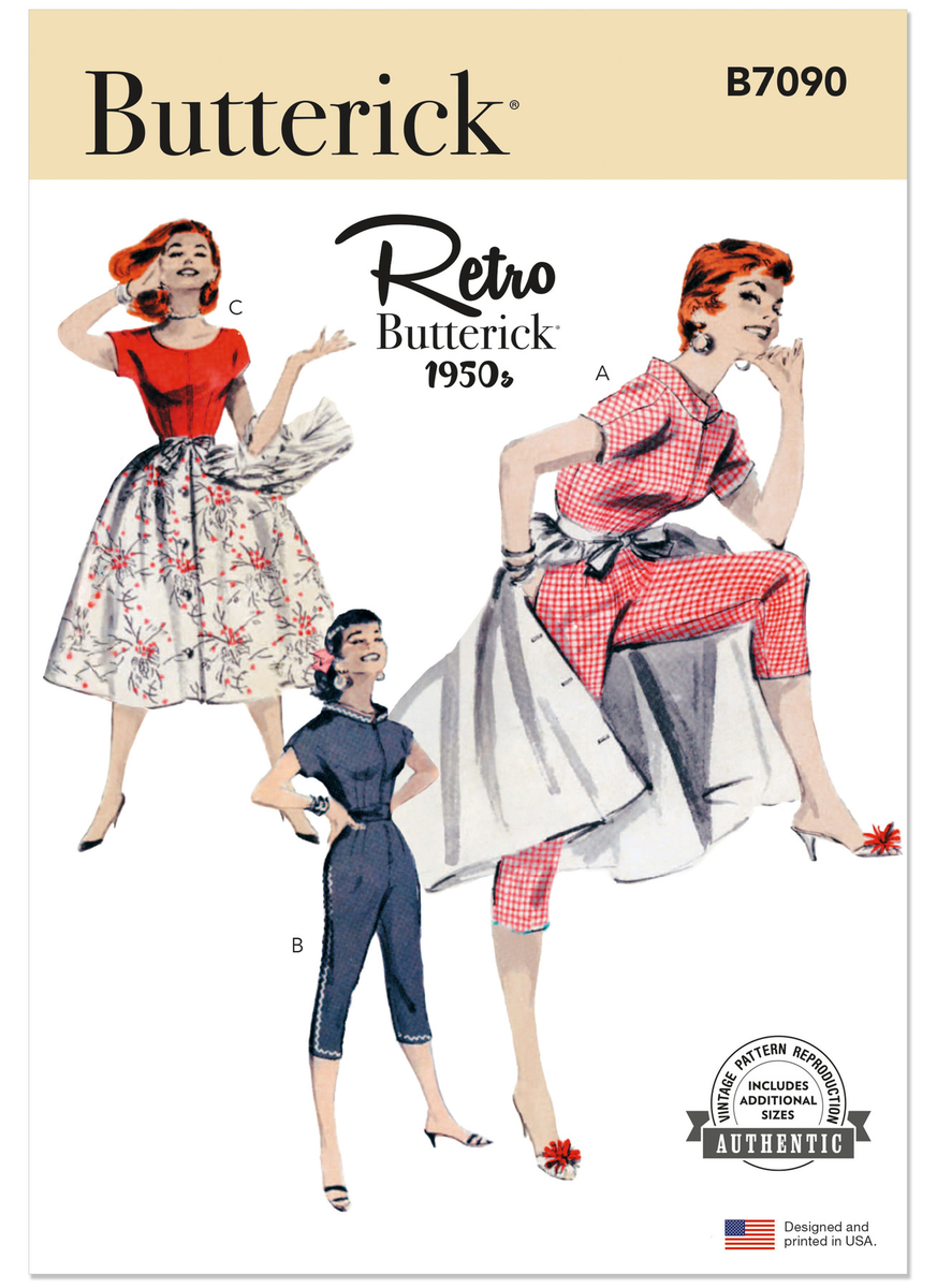 B7090 | 1950s Misses' Coverall and Overskirt by Butterick | Threadloop