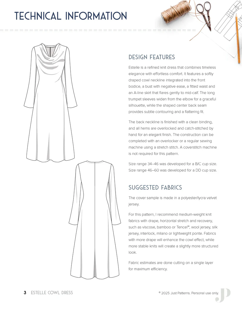 Estelle Cowl Dress by Just Patterns | Threadloop