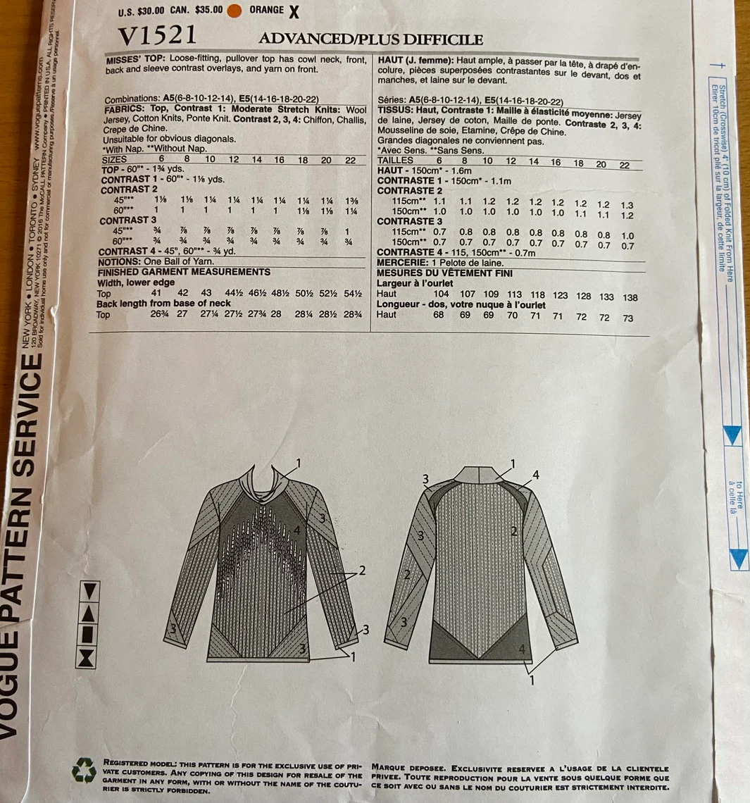 V1521 | Misses' Top by Vogue and Koos Van Den Akker | Threadloop
