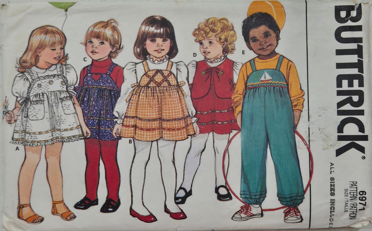 6971 | Toddlers' Jumper, Overalls and Vest by Butterick | Threadloop