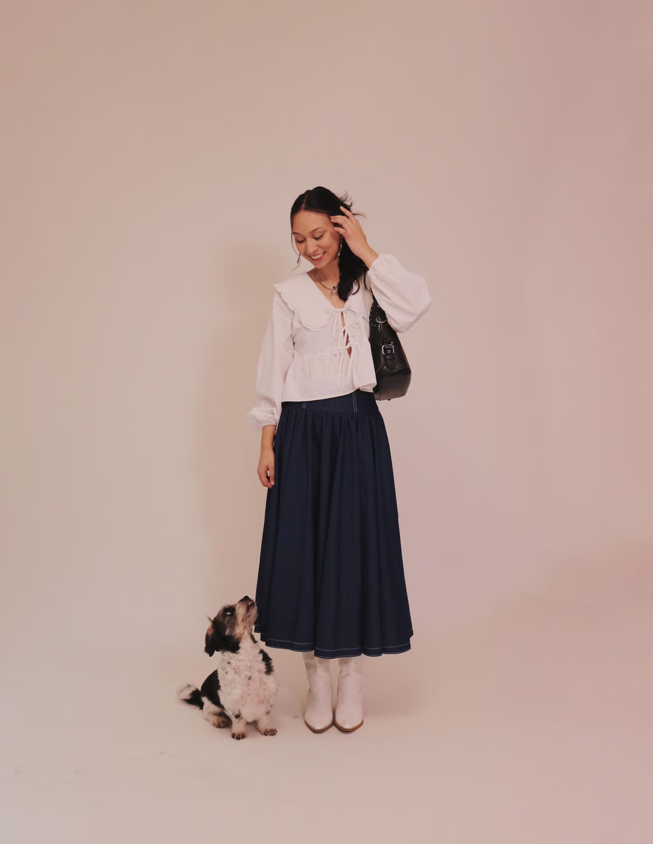 Asymmetrical Yoke Skirt by Kiana Bonollo Designs | Threadloop