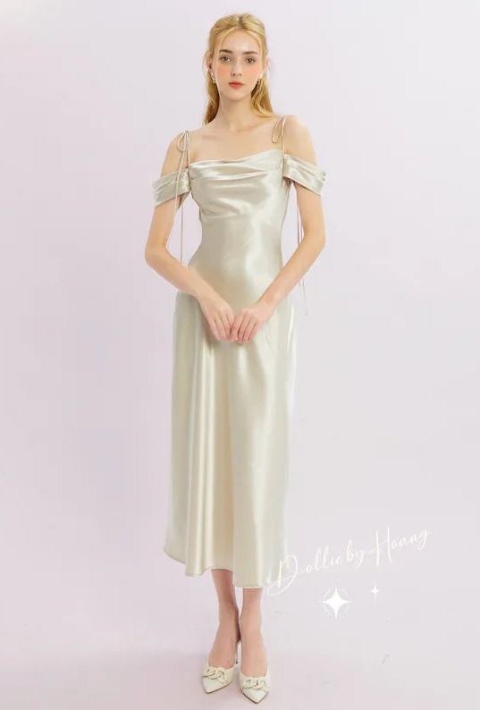 Daphne Satin Dress by DollieByHoang | Threadloop